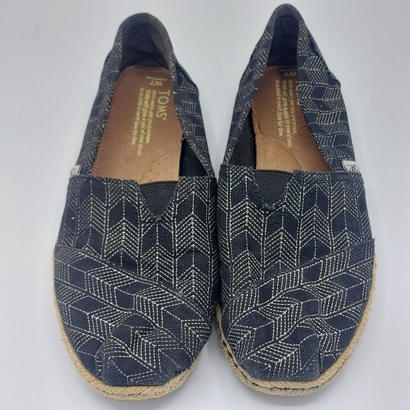 Toms | Shoes | Toms Canvas Flats Womens Size 7 Espedrille Gray White ...